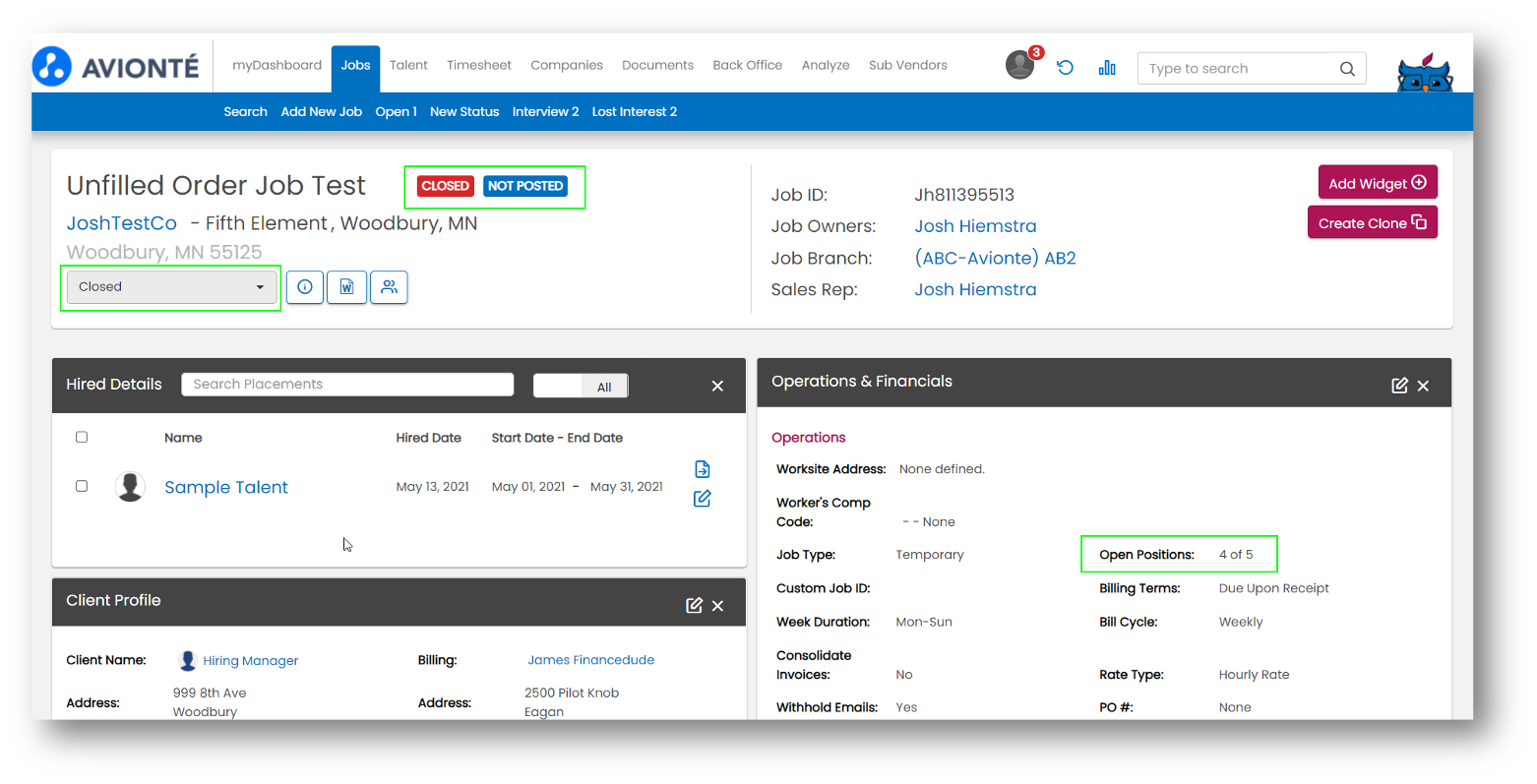 Closing Jobs – Avionte Bold