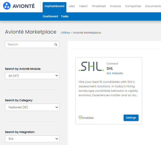 SHL Assessment Integration in BOLD – Avionte Bold