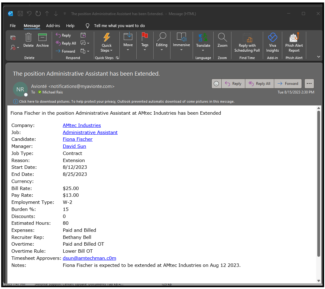 Set up Extension, Termination and Convert Notifications (Table Editor ...