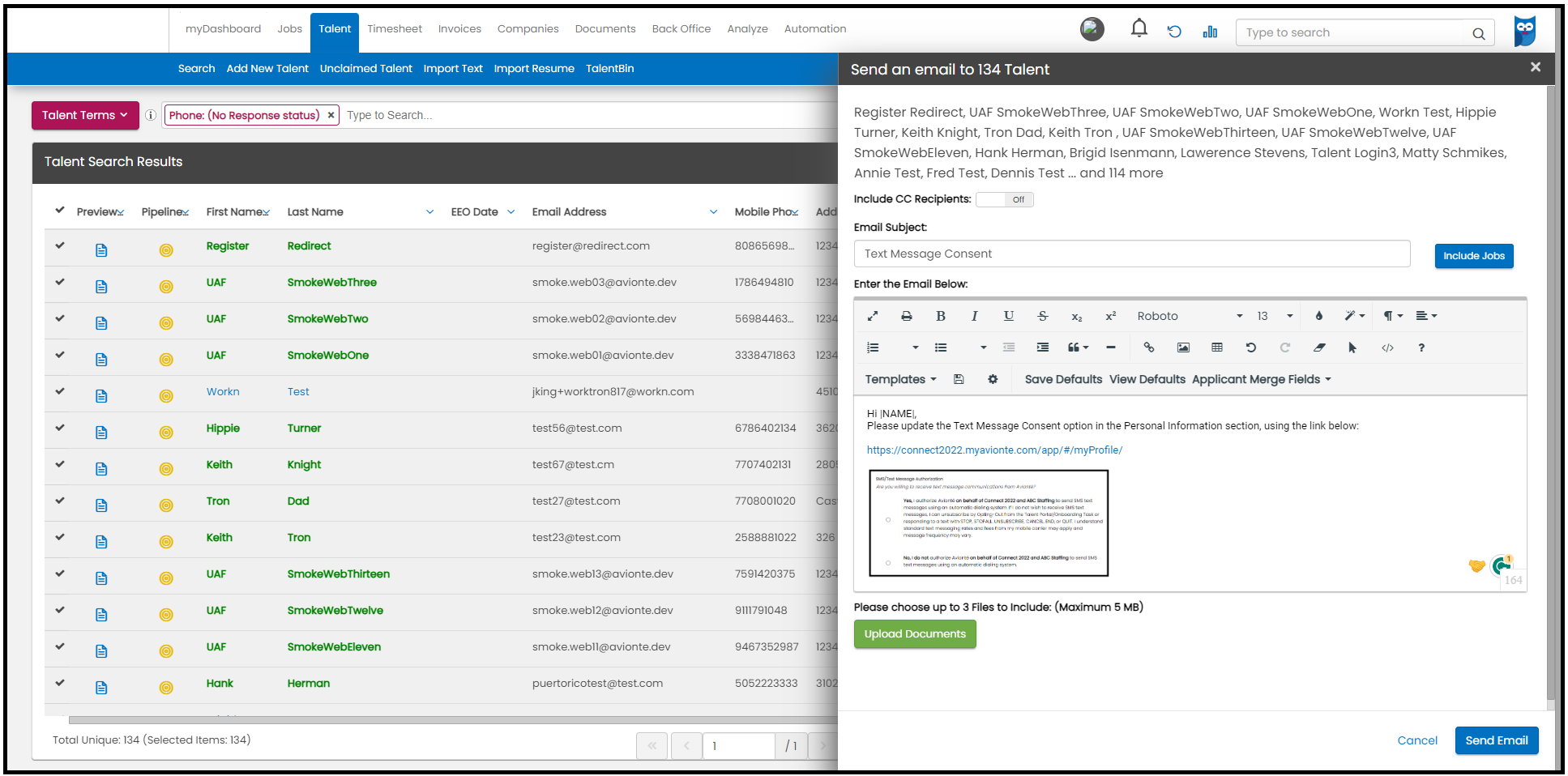 Set Up and Use Text Message Consent – Avionte Bold