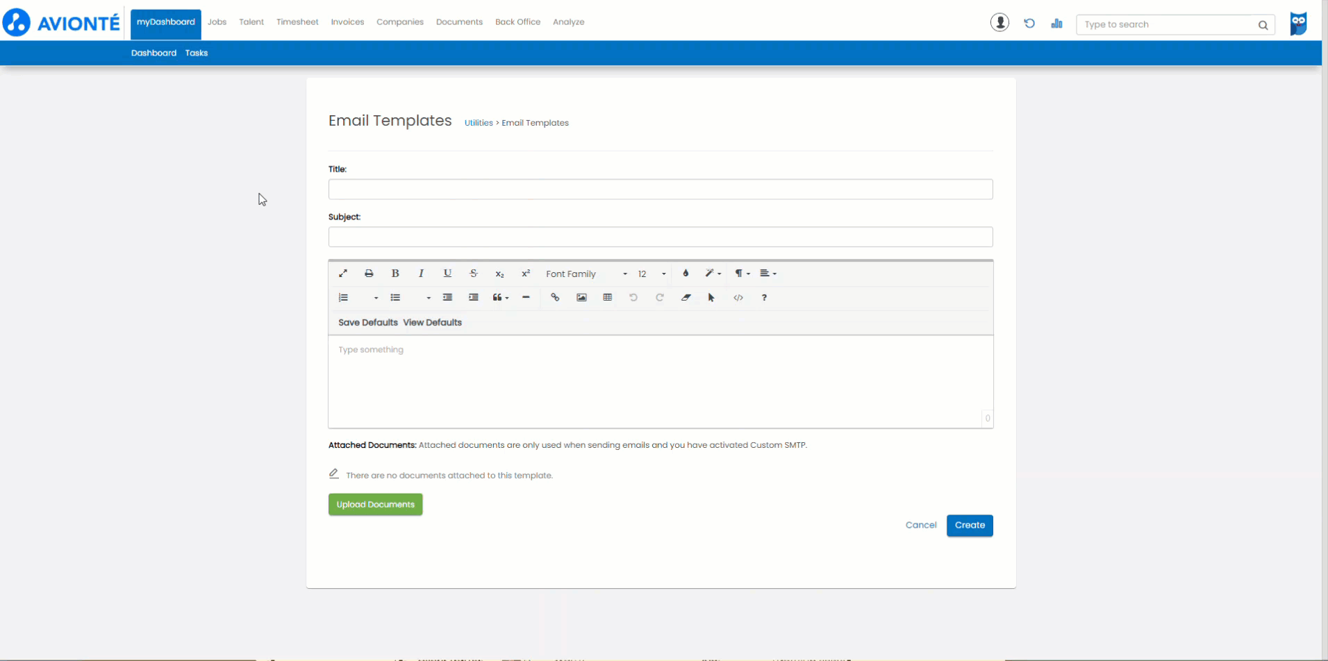 Create Email Templates (Utilities) – Avionte Bold Create Email Templates (Utilities) – Avionte Bold