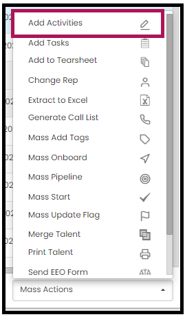 Create and use Applicant/Talent Activities – Avionte Bold