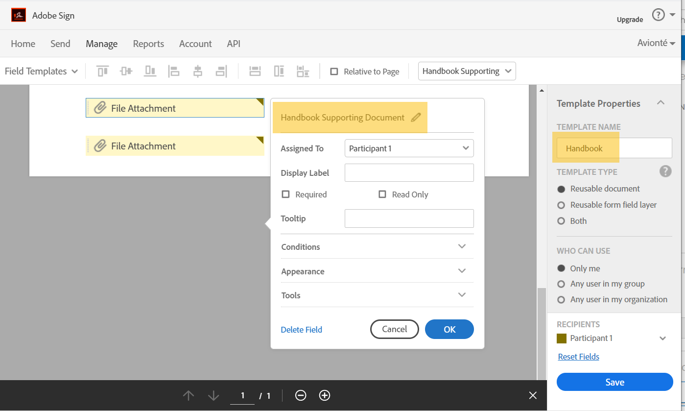 Adobe Sign Mapping: AviontéBOLD – Avionte Bold