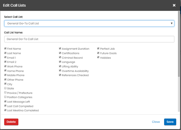 Set up and create Call Lists – Avionte Bold