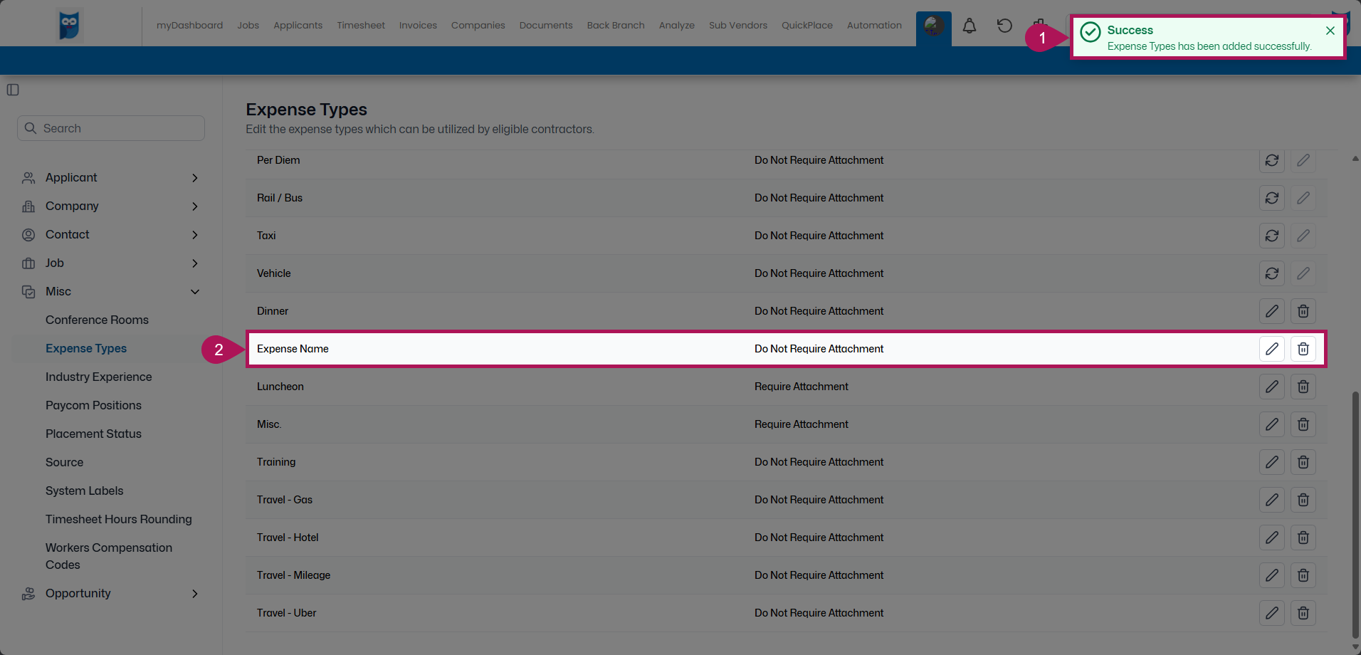 Set up Expense Types (Table Editor) – Avionte Bold