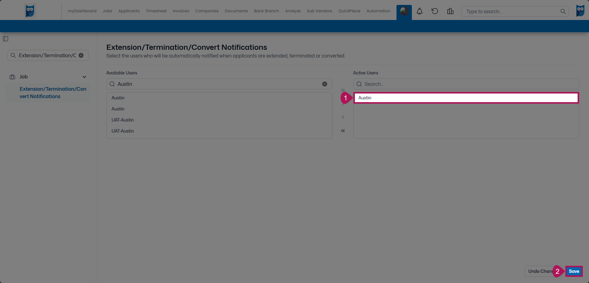Set up Extension, Termination and Convert Notifications (Table Editor ...