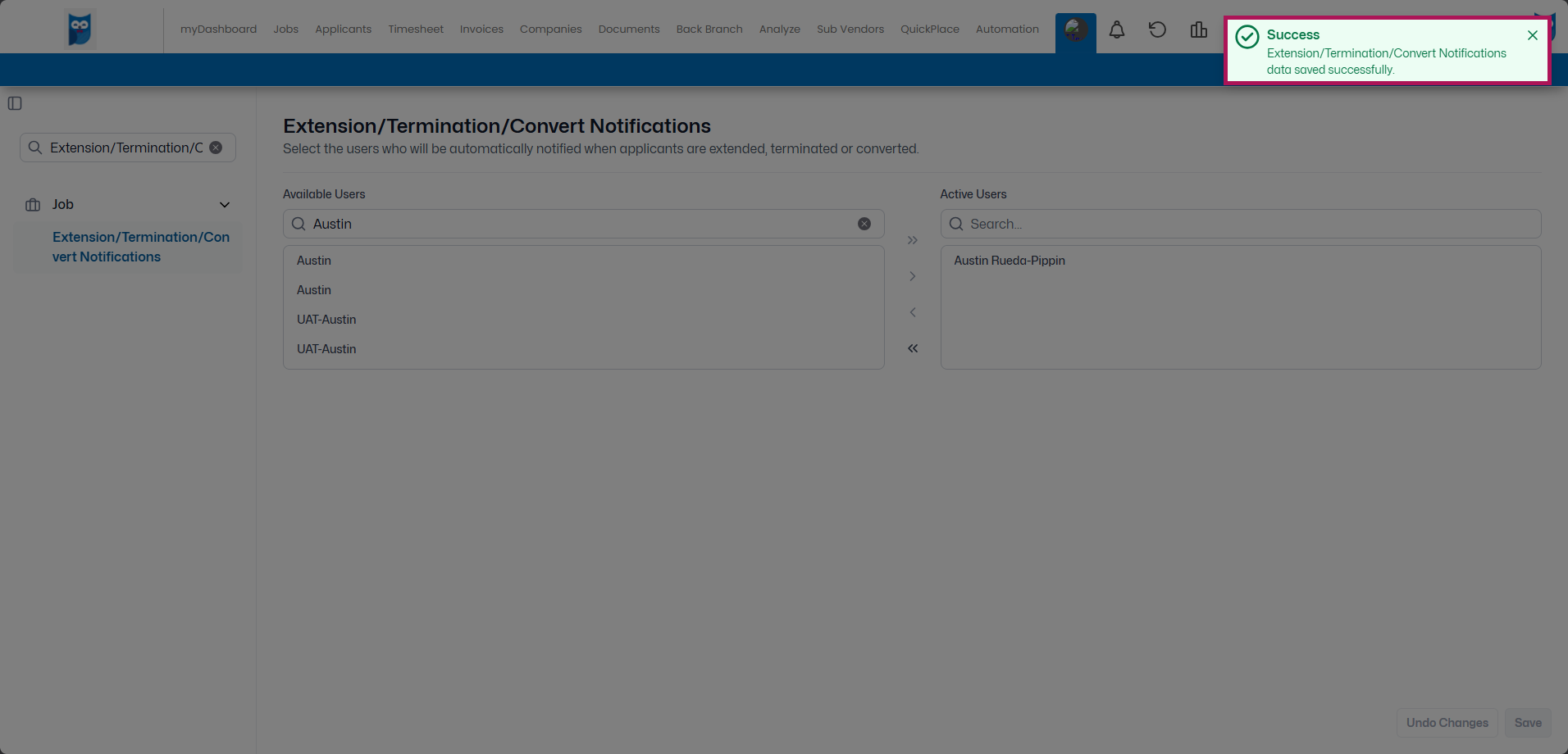 Set up Extension, Termination and Convert Notifications (Table Editor ...