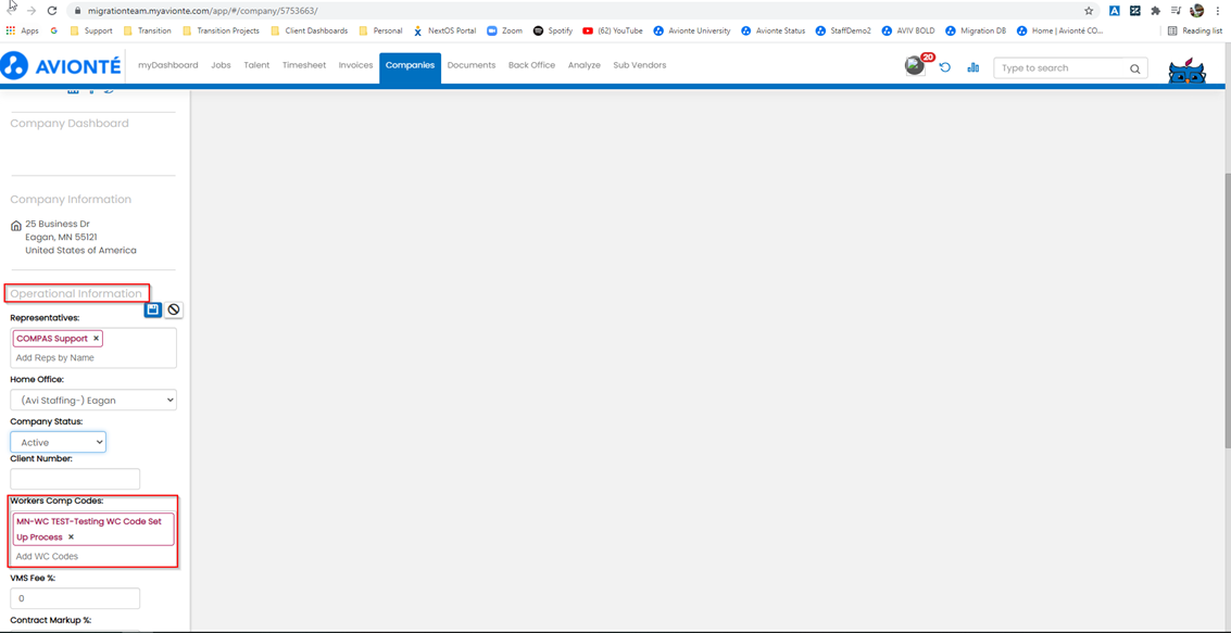 Set up Worker Comp Codes – Avionte Bold