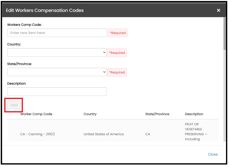 Set up Worker Comp Codes – Avionte Bold