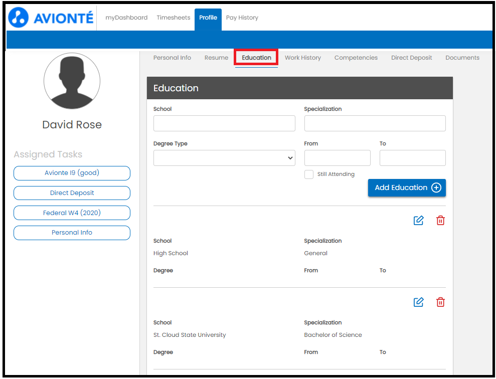 Talent Portal (Experience) – Avionte Bold