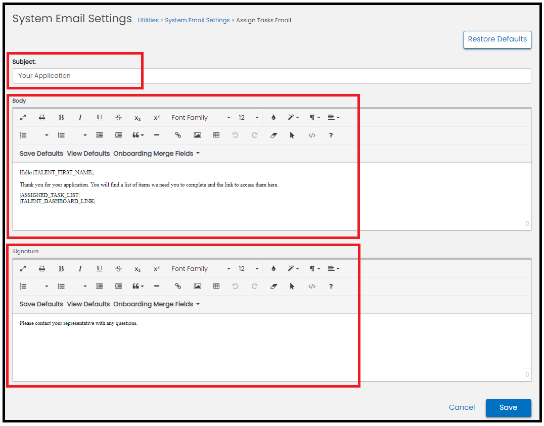 System Email Settings & Setup – Avionte Bold